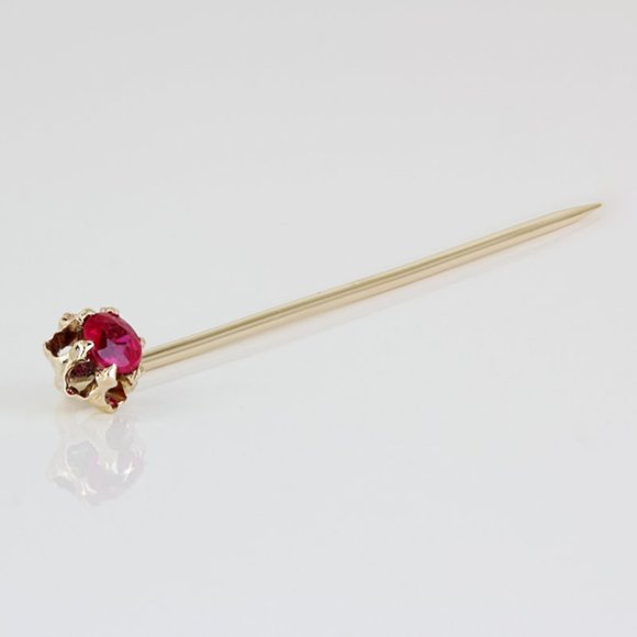 Accessories | Vintage 1k Yellow Gold Labcreated Ruby Tie Hat Pin | Poshmark